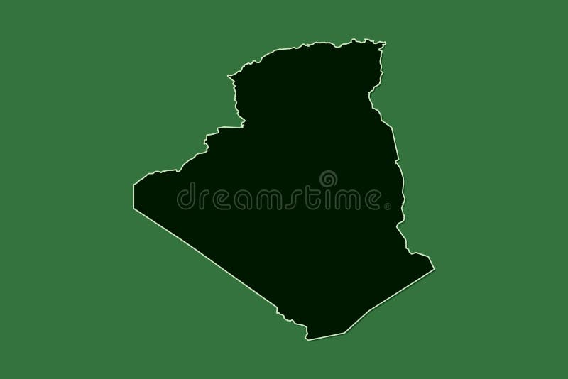 Algeria Vector Map with Single Border Using Dark Green Color on Light ...