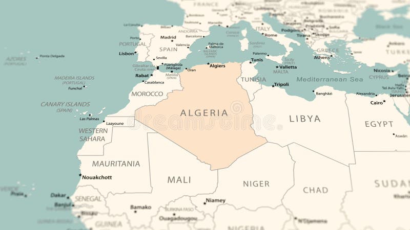 Algiers World Map Tunis