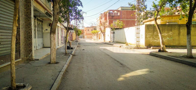 Algerian street in morning editorial photography. Image of asphalt ...