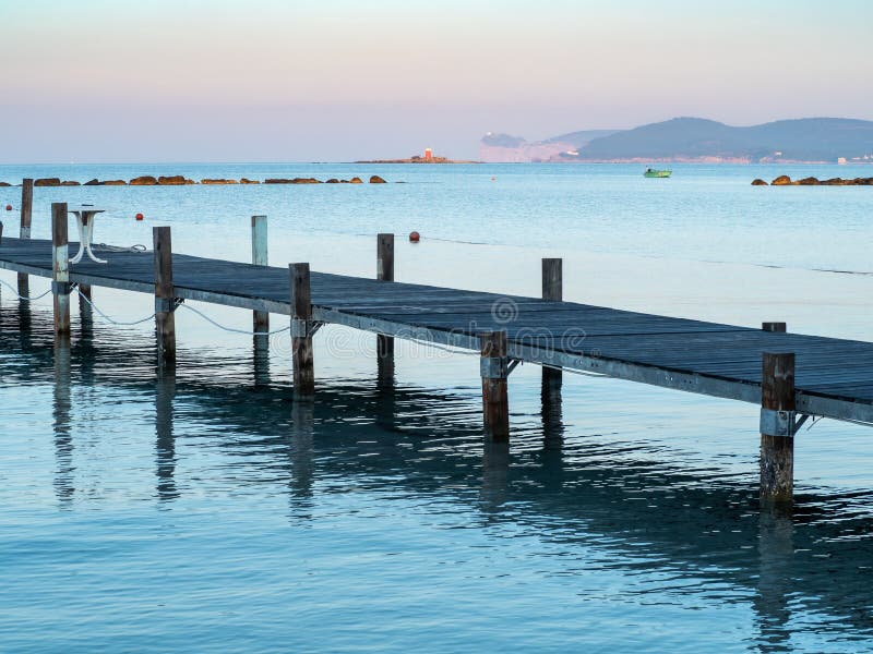 Alghero Beach Dock in the Morning, Italy Stock Photo - Image of dock ...