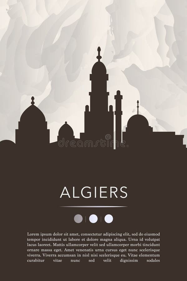 Algiers City Template Sheet with Skyline, Landmarks. Vector Algeria ...