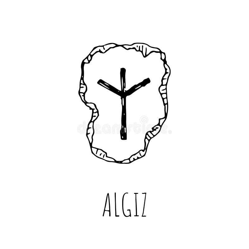 Algiz Rune Written on a Stone. Vector Illustration Stock Vector ...