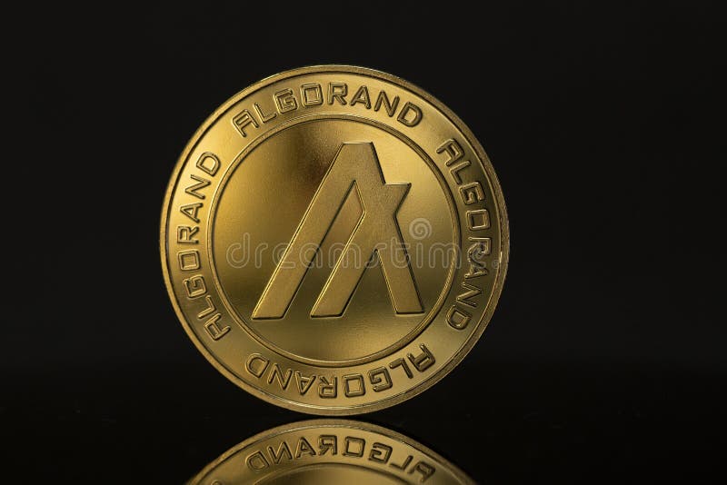 Algorand ALGO Crypto Coin Placed on Reflective Surface in Dark ...