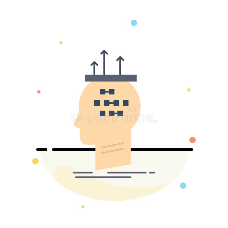 Algorithm, Brain, Conclusion, Process, Thinking Flat Color Icon Vector ...