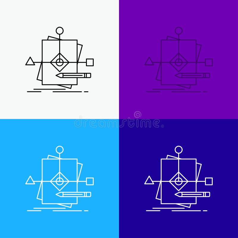 Algorithm, Business, Foretelling, Pattern, Plan Icon Over Various Background. Line Style Design ...