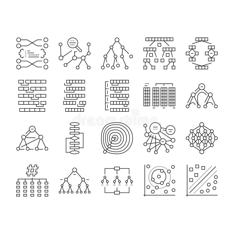 Algorithm Data Technology Ai Icons Set Vector Stock Illustration ...