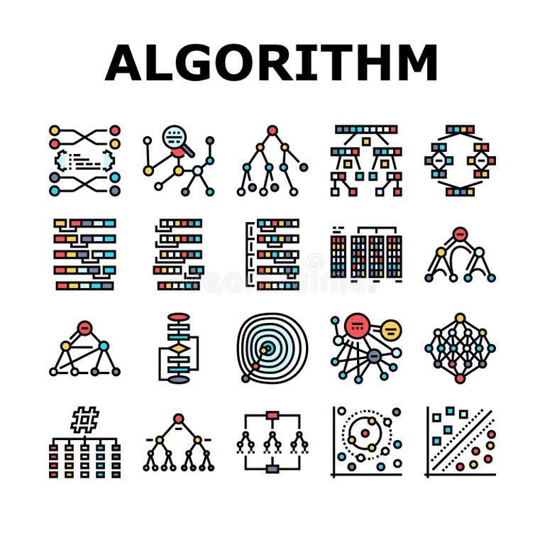 Algorithm Data Technology Ai Icons Set Vector Stock Illustration ...