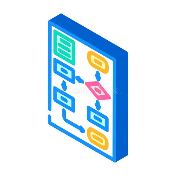 Algorithm Flowchart Ai Integration Isometric Icon Vector Illustration