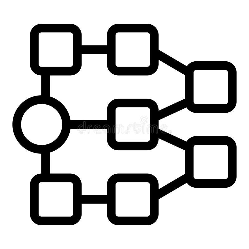 Algorithm Flowchart With Square Blocks And Connecting Lines Representing Data Structure Stock