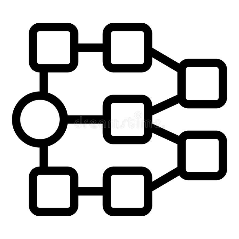 Algorithm Flowchart With Square Blocks And Connecting Lines