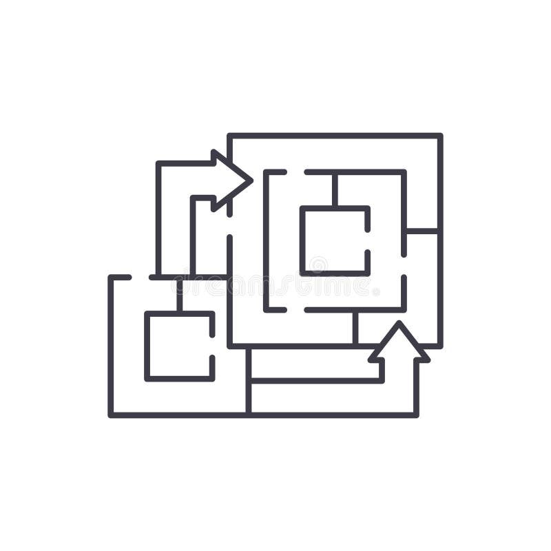 Algorithm Of The Game Line Icon Concept Algorithm Of The Game Vector Linear Illustration 0406