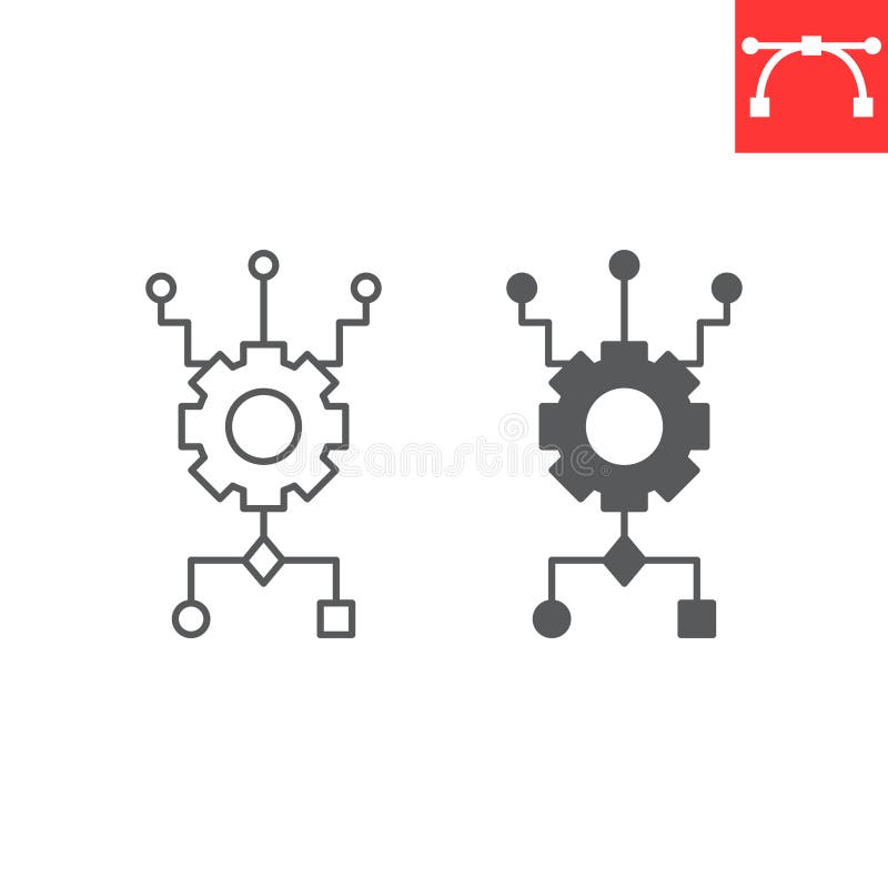 Algorithm Line and Glyph Icon Stock Vector - Illustration of symbol ...