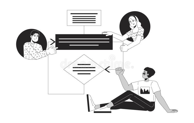 Algorithm In Software Development Black And White 2d Illustration