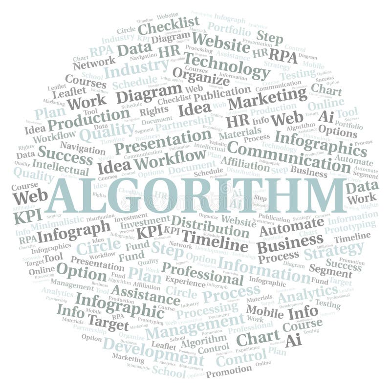 Algorithm Typography Word Cloud Create with the Text only. Stock ...