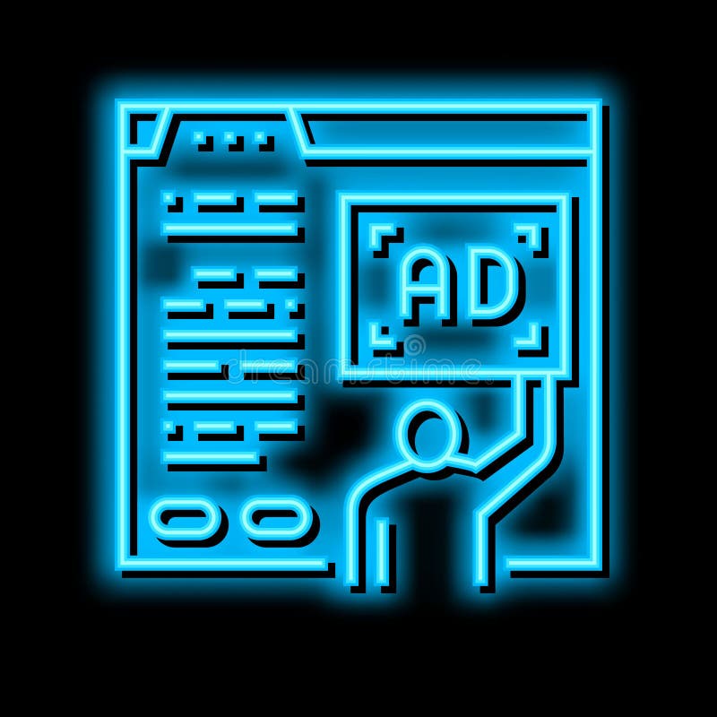 Algorithmic Ad Placement Publisher Neon Glow Icon Illustration Stock ...