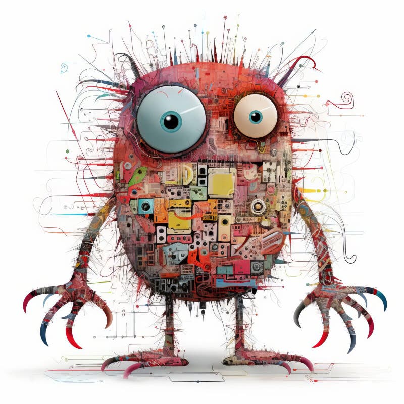 Algorithmic Art of a Full Body Monster Isolation Concept Stock ...