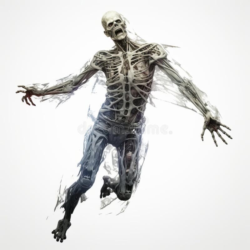 Algorithmic Art Zombie Full Body Isolated on White Background Stock ...
