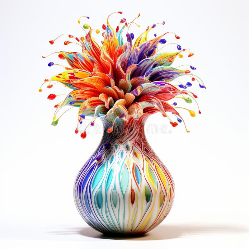 Algorithmic Flower Vase Artwork Isolated on White Background Stock ...