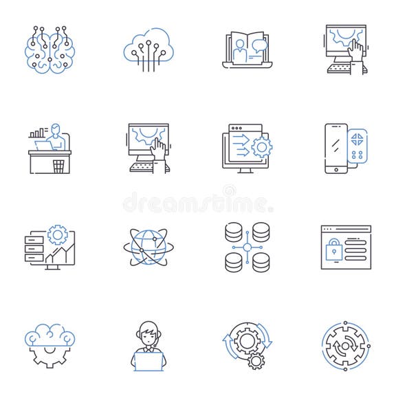 Algorithmic Software Line Icons Collection. Code, Logic, Syntax ...