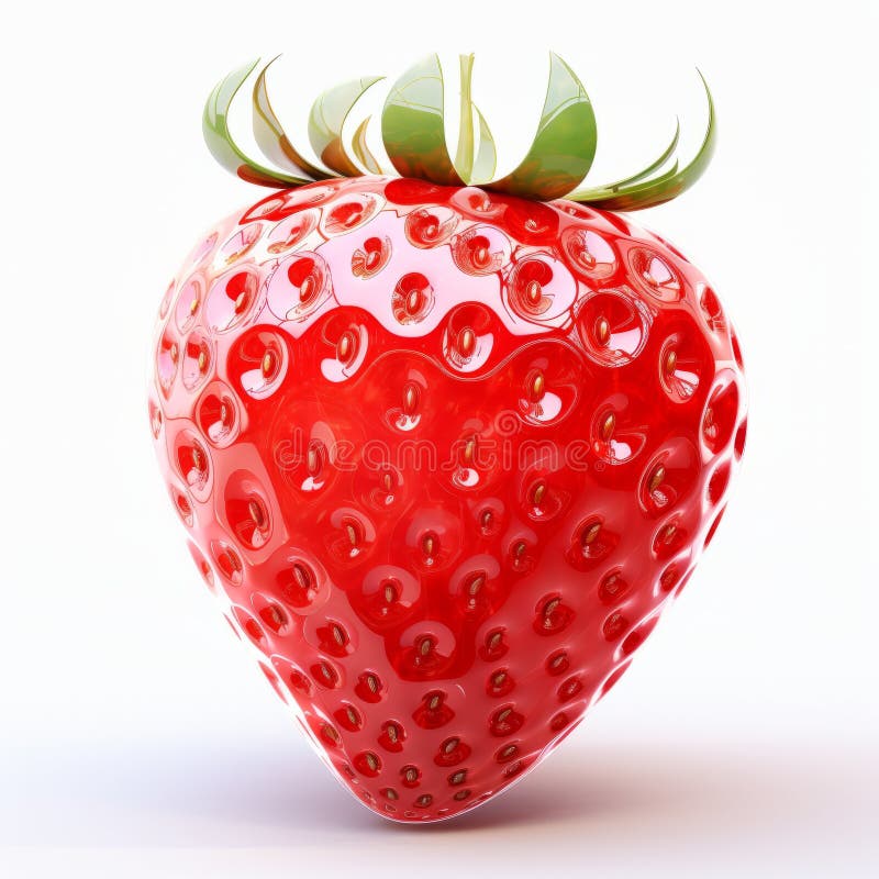 Algorithmic Strawberry Art: High Gloss Monochromatic Sculpture on White ...