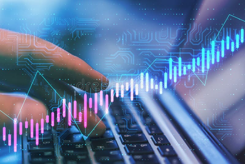 Algorithmic Trading Concept with Virtual Screen with Growing Stock ...