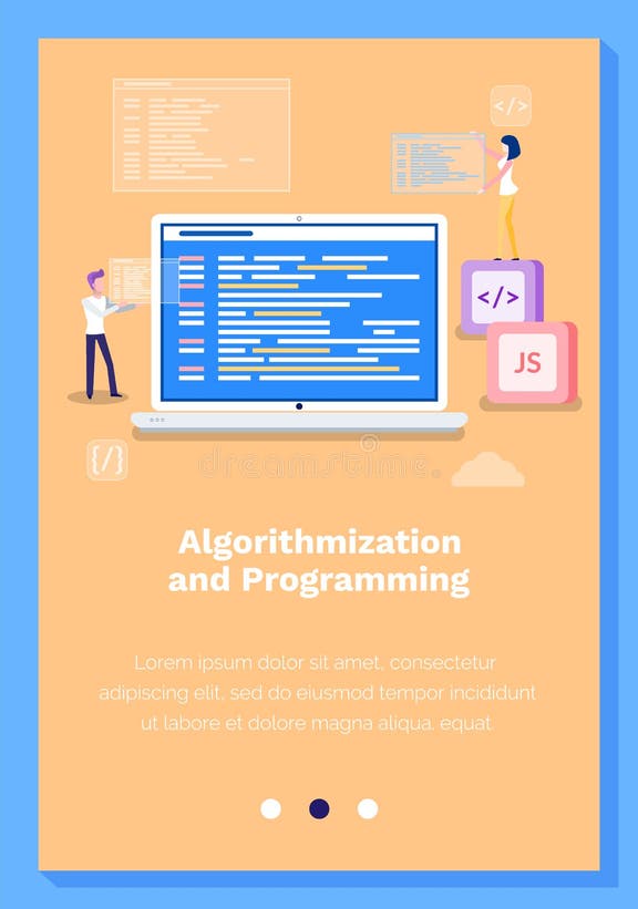 Algorithmization and Programming Vector Illustration. Website Landing Page Template Concept ...