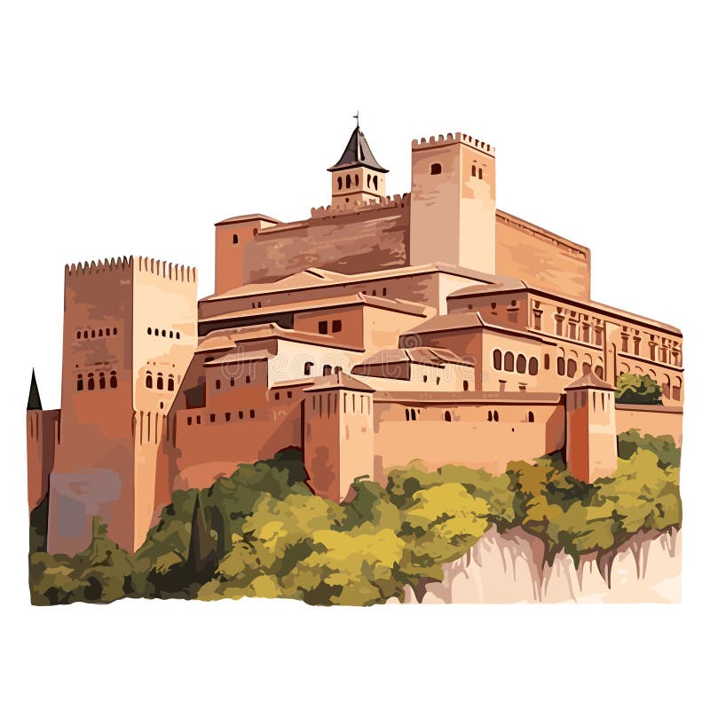 Alhambra Hand-drawn Comic Illustration. Alhambra. Vector Doodle Style ...