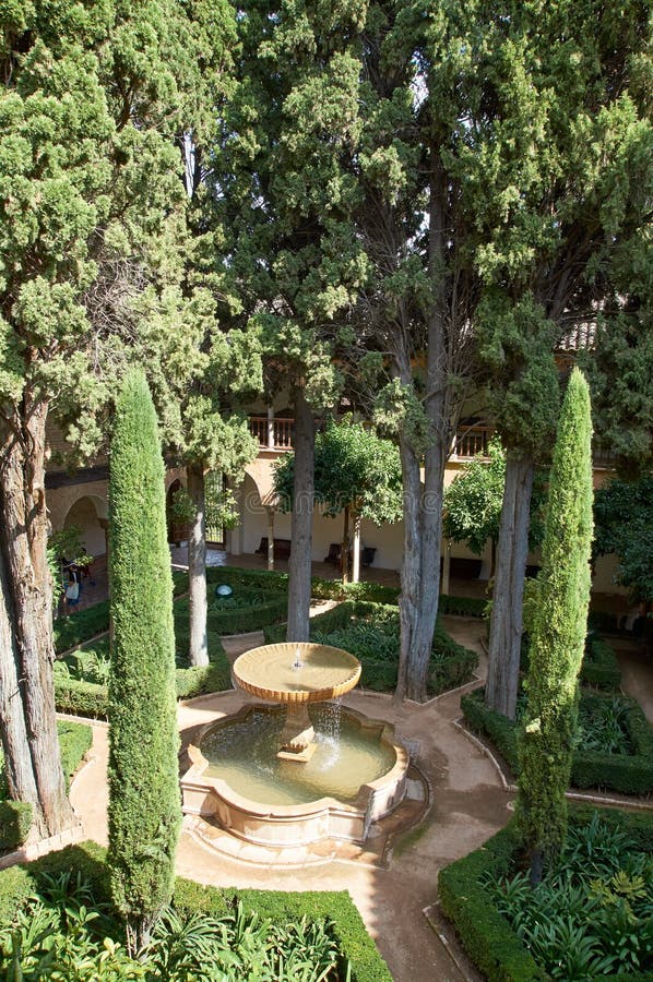 Alhambra inner garden. stock image. Image of green, nature - 92060559