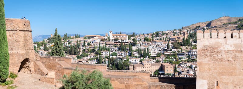 Alhambra Monument (Granada) from Viewpoint at Sunset Stock Image ...
