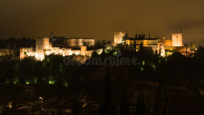The Alhambra at night stock photo. Image of unesco, travel - 22612058