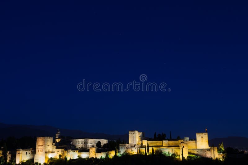 Alhambra by night stock image. Image of alhambra, landmark - 47148657
