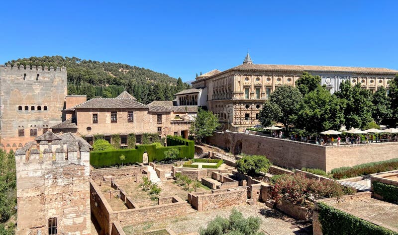 Alhambra Palaces and Gardens Panorama Stock Photo - Image of spain ...