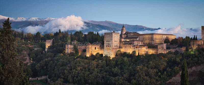 Alhambra & Sunset stock image. Image of landmark - 170328451