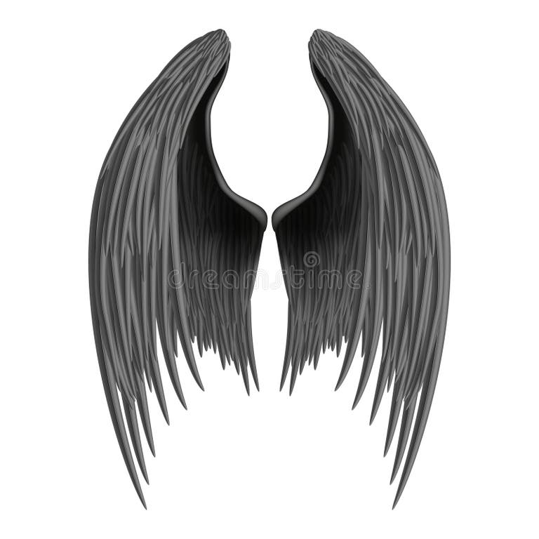 Ali Di Angelo Piegate Il Nero Illustrazione di Stock - Illustrazione di ...