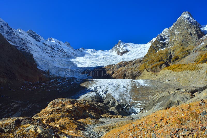 The Alibek Glacier Under the Milky Way Stock Photo - Image of star ...