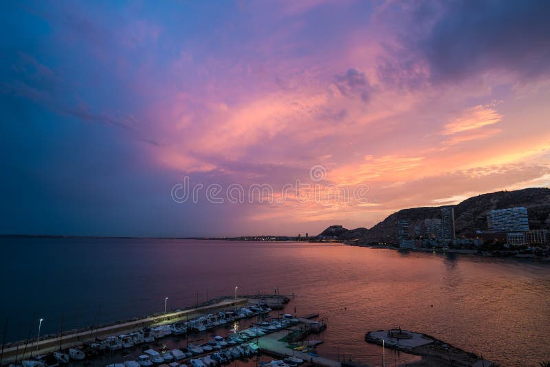 Alicante great sunset stock photo. Image of seaside, blanca - 60981020