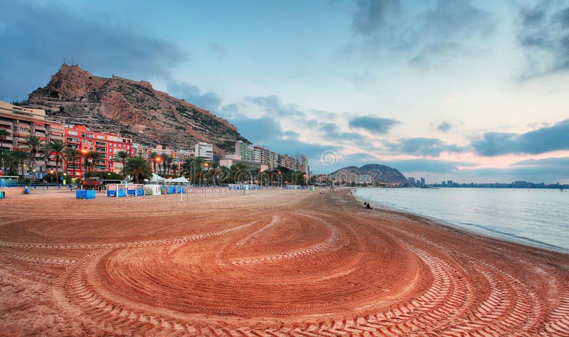 Alicante in Spain at Sunset with Rainbow Stock Photo - Image of blue ...