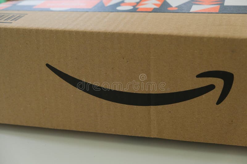 Alicante, Spain - April 13, 2025: Amazon Logo on Brown Carboard Box ...