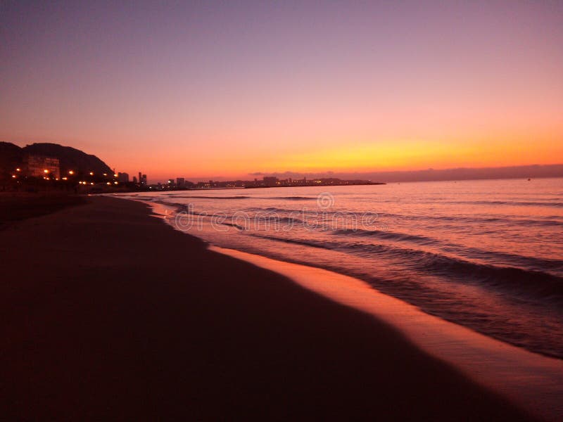 Alicante Spain Long Beach Sunset Stock Image - Image of long, beach ...