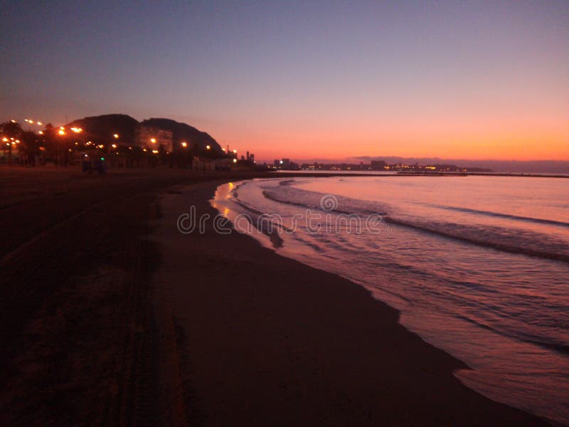 Alicante Spain Long Beach Sunset Stock Image - Image of alicante, long ...