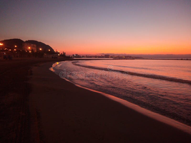 Alicante Spain Long Beach Sunset Stock Image - Image of sunset, spain ...