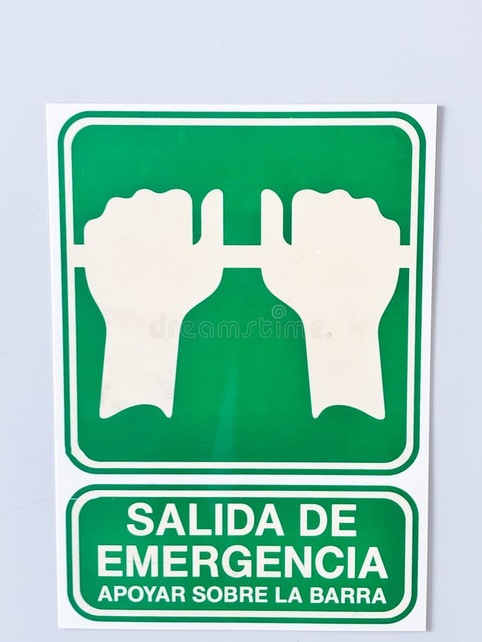 Emergency Exit Sign with Hands Gripping a Bar, Indicating Safety ...