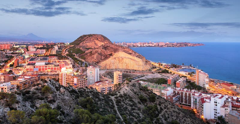Alicante in Spain at Sunset with Rainbow Stock Photo - Image of blue ...