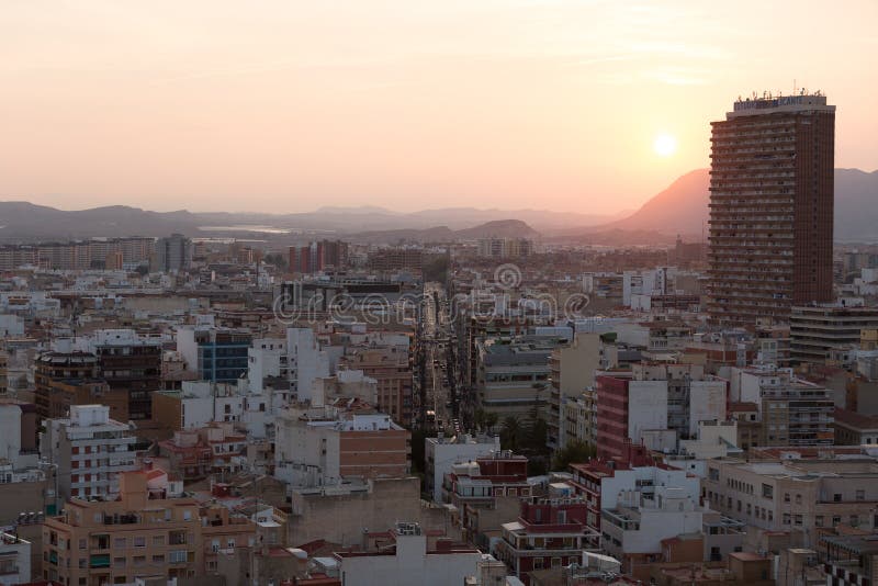 Alicante, Spain - SEPTEMBER 2015: View of the City at Sunset Editorial ...