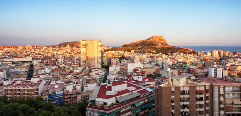 Alicante in Spain at Sunset Stock Photo - Image of landscape ...