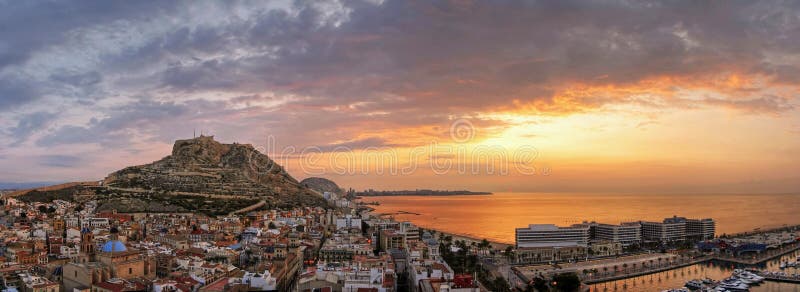Alicante in Spain at Sunset with Rainbow Stock Photo - Image of blue ...