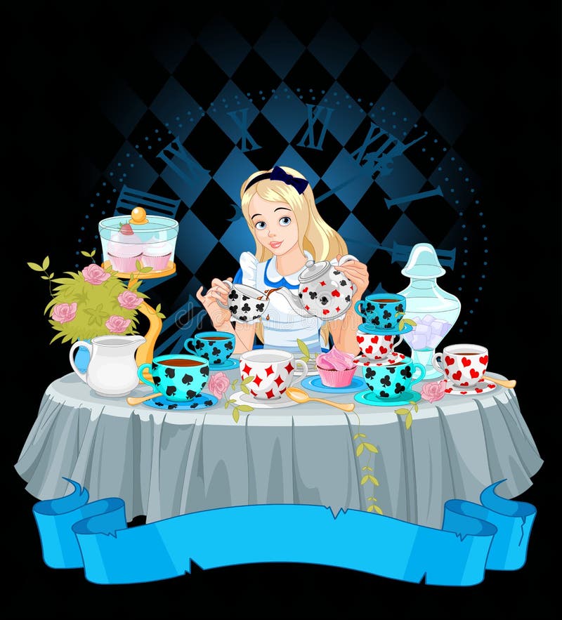 Alice takes tea cup stock vector. Illustration of cards - 44160564
