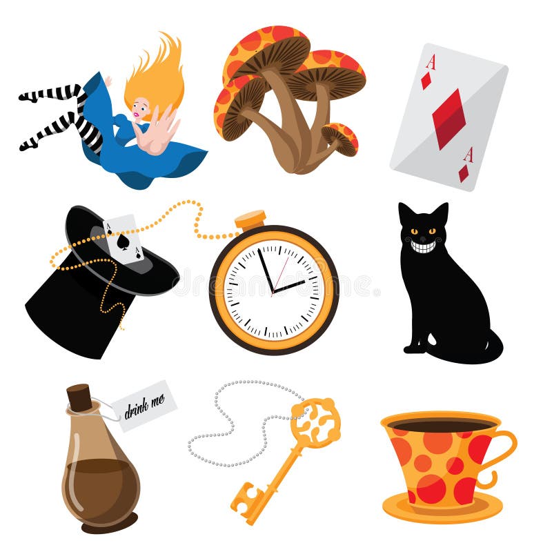 Alice In Wonderland Elements Collection. Stock Vector - Image: 67041456