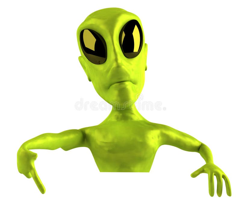 Little green alien waving stock illustration. Illustration of smiling ...