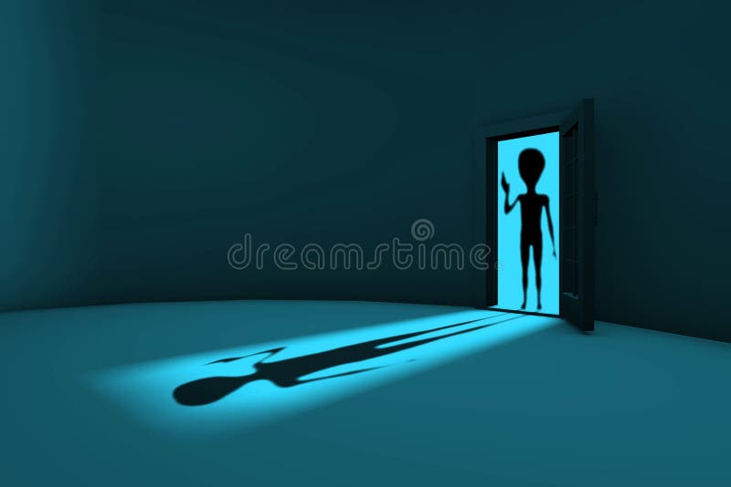Alien at door stock vector. Illustration of future, dark - 34567561